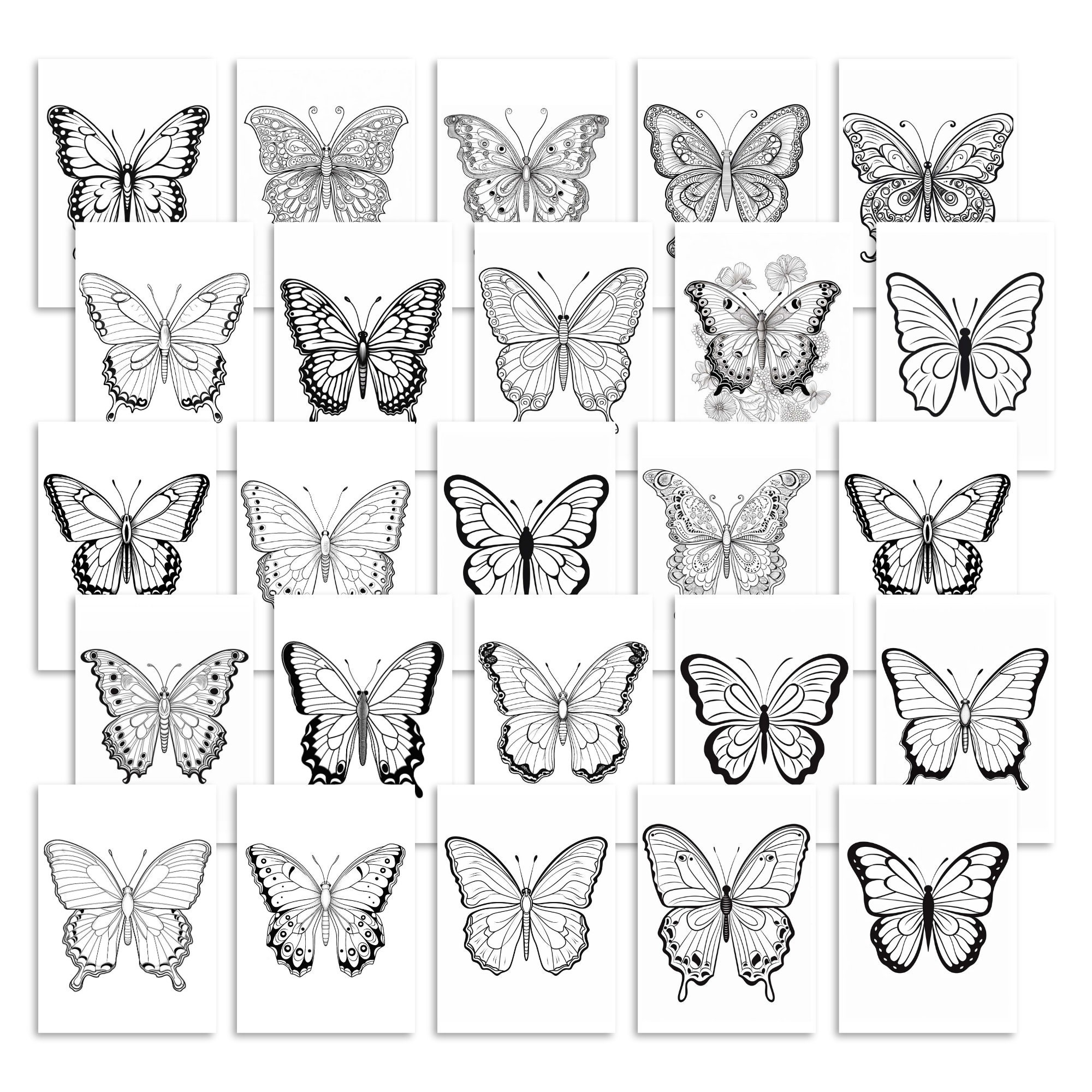 Just Butterfly Coloring Pages Bundle - Instant Download for Mindful Art ...