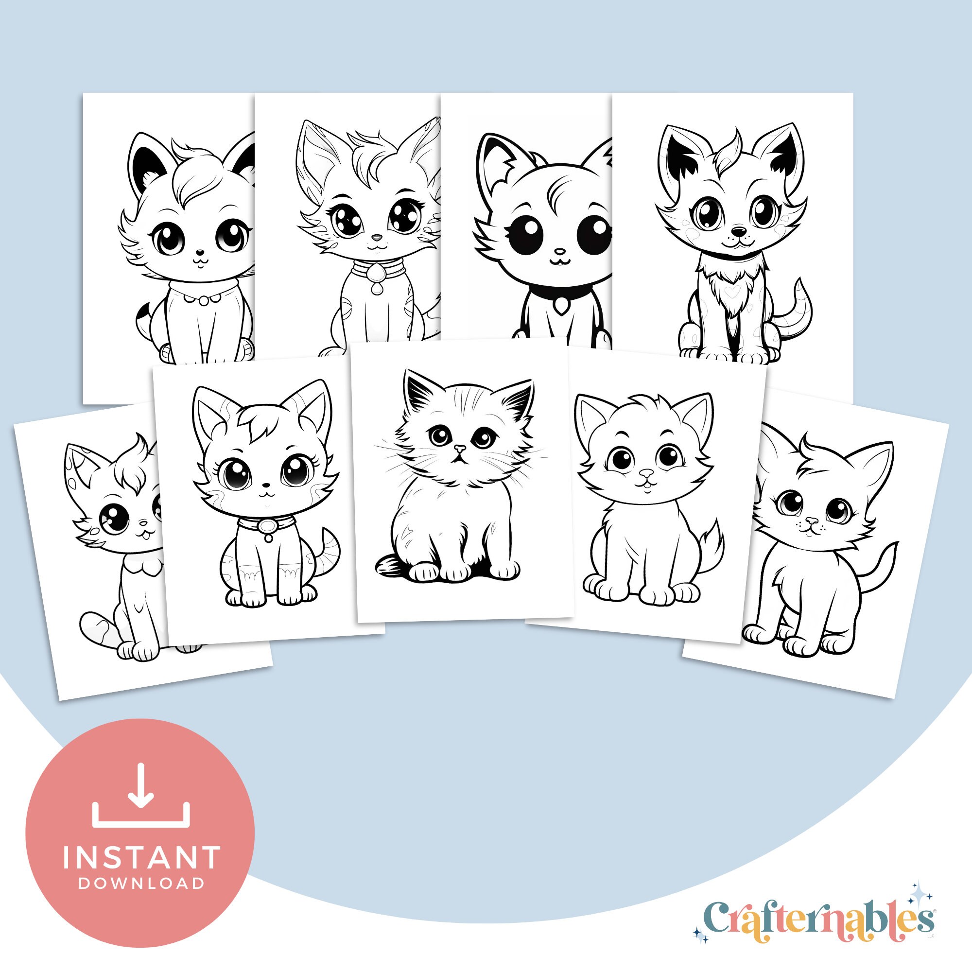 Extra Cute Kittens Coloring Pages Volume 1 Digital Download Set ...
