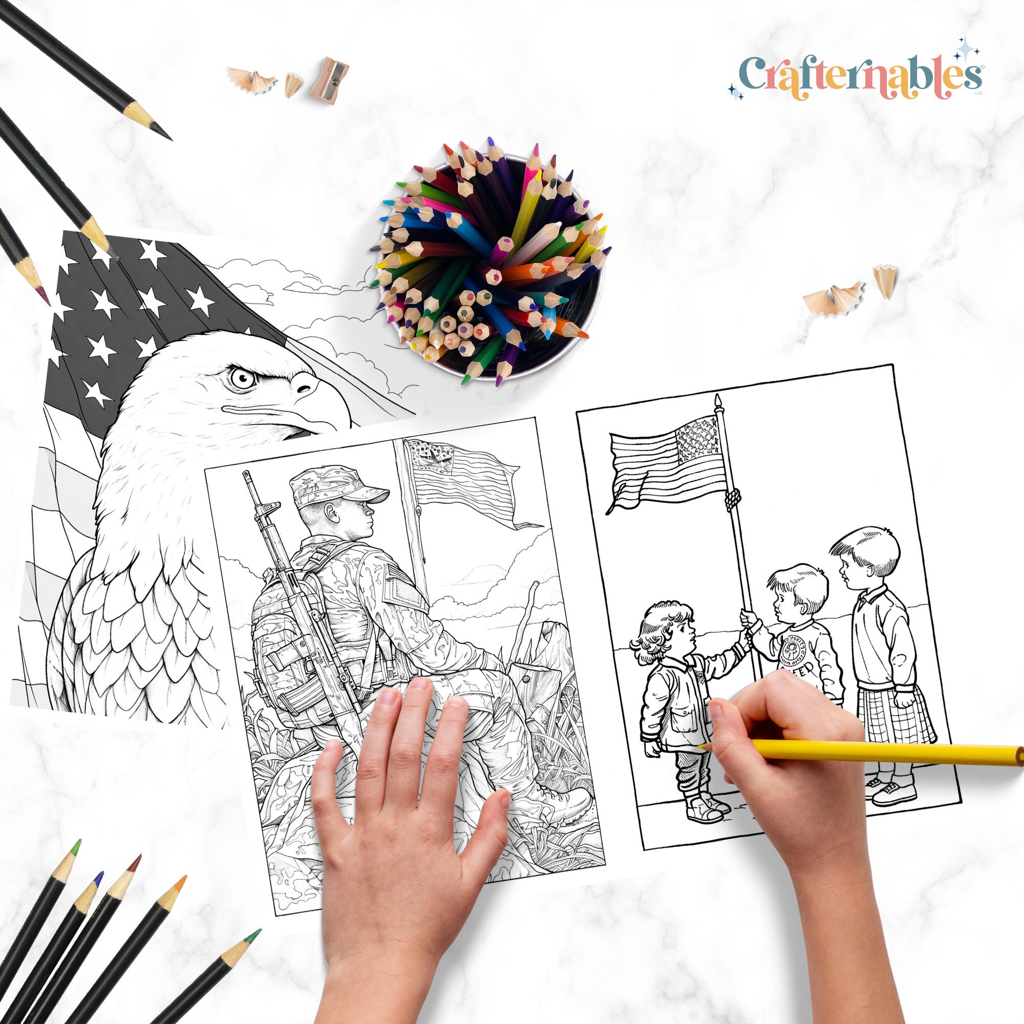 17 American Flag Day Coloring Pages for Kids - Instant Download PDF ...