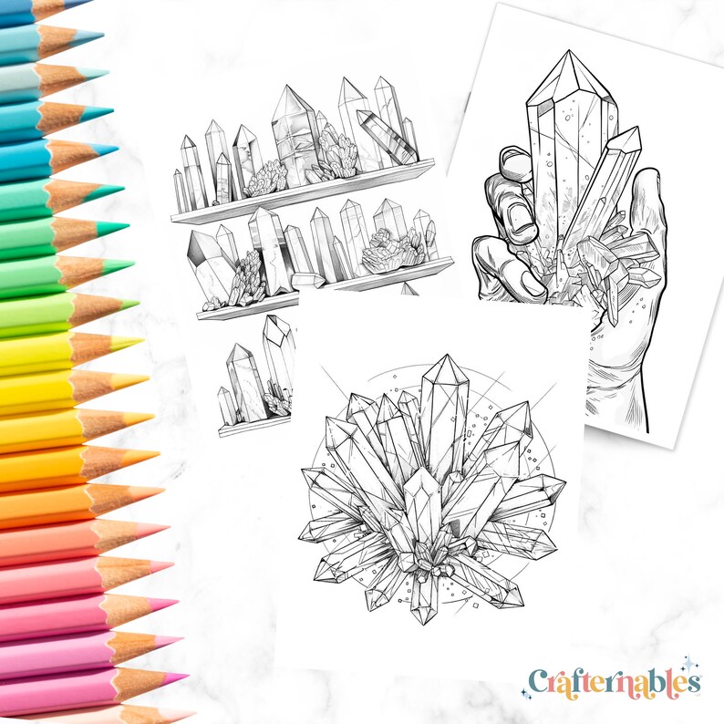 16 Crystal Power Coloring Pages! Crystals for Harmony Relaxation ...