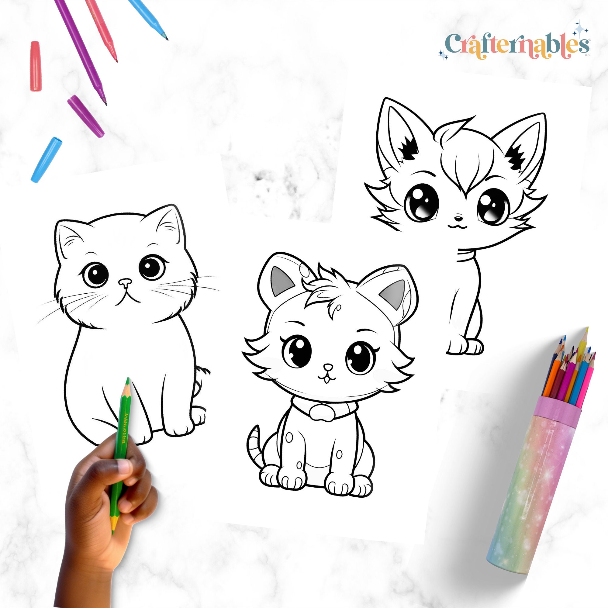 Extra Cute Kittens Coloring Pages Volume 1 Digital Download Set ...