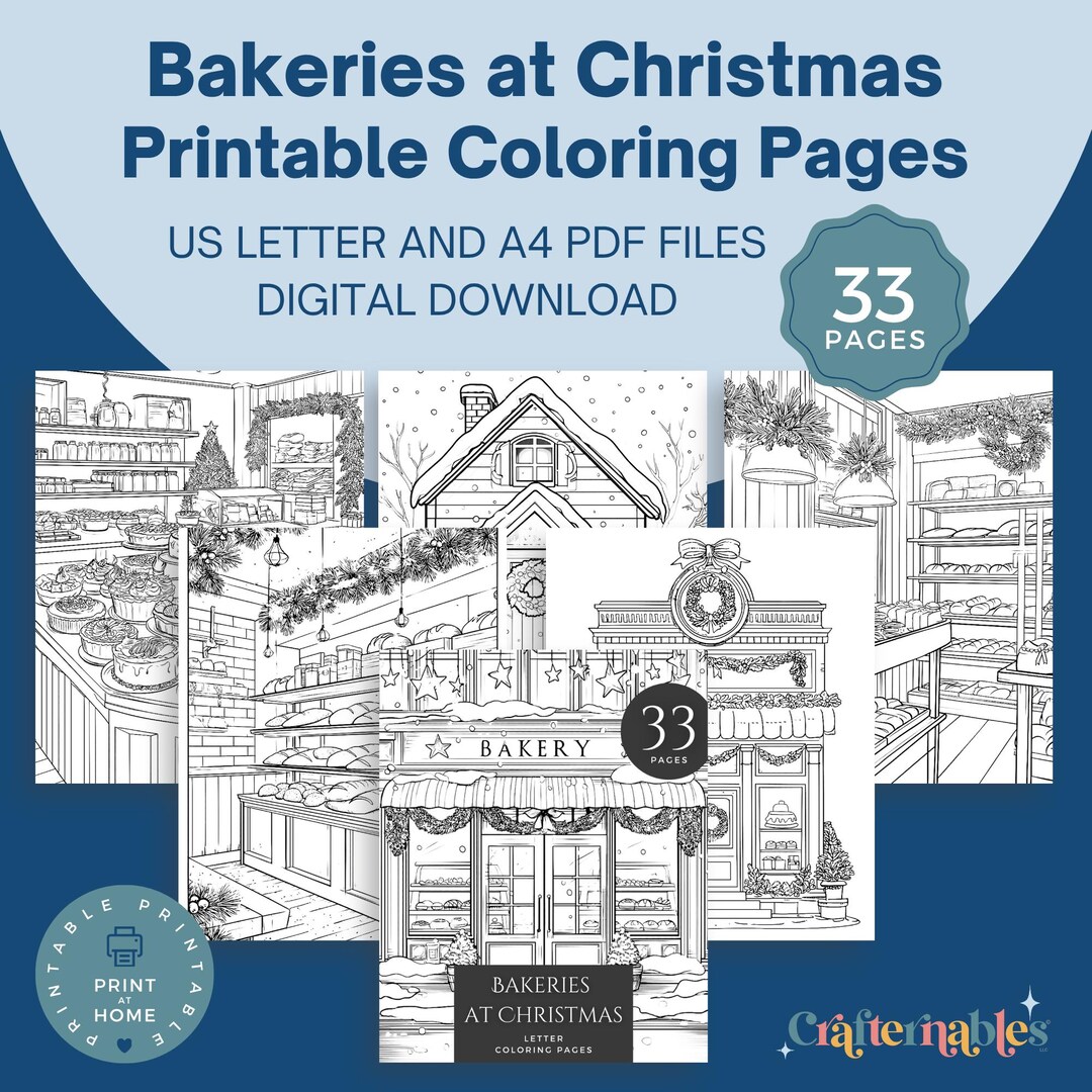 Christmas Bakery Coloring Pages | Printable Holiday Treats & Window ...