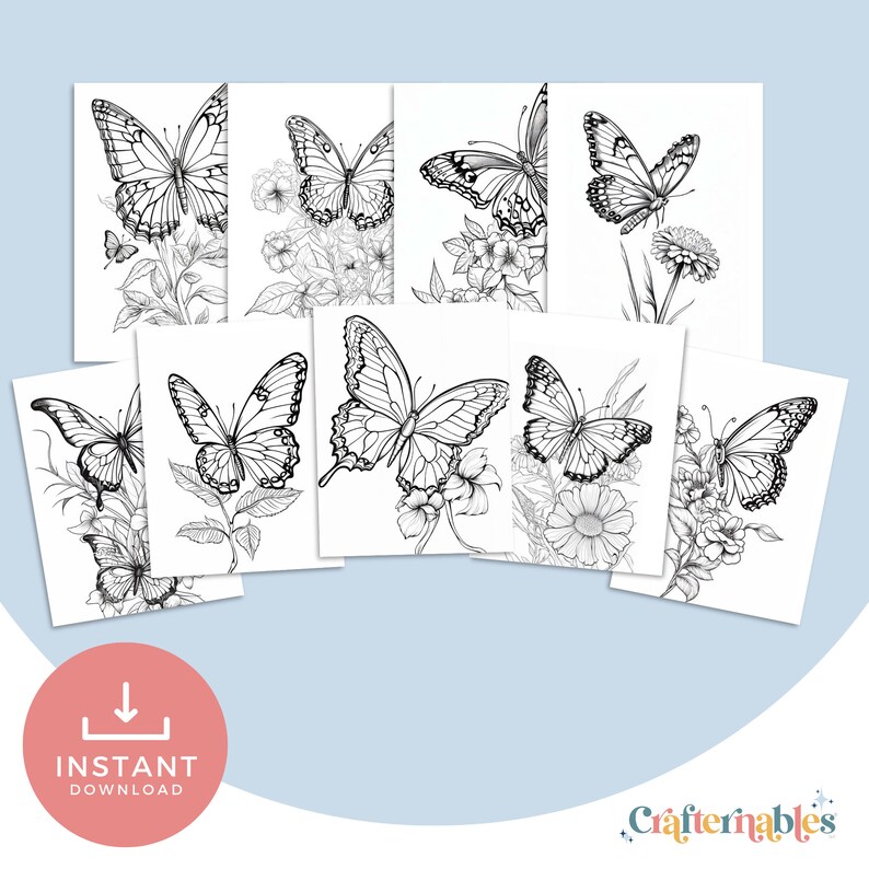 Butterflies & Plants Coloring Pages - 32 Sheets - Digital Download ...