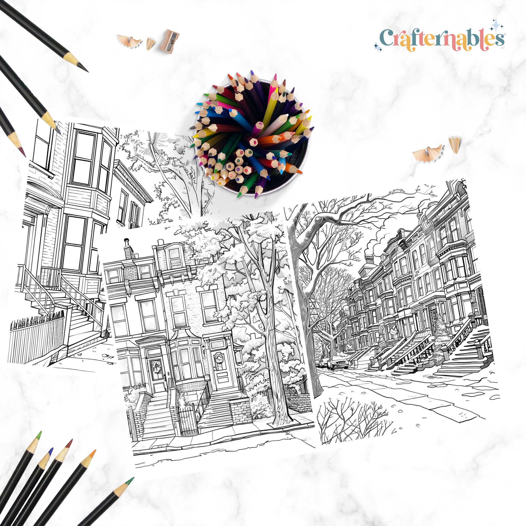 Brownstone Bliss: 19 Luxury Coloring Pages for Architecture Lovers ...