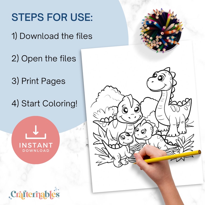 28 Friendly Dinosaur Coloring Pages for Kids! Educational Activity ...