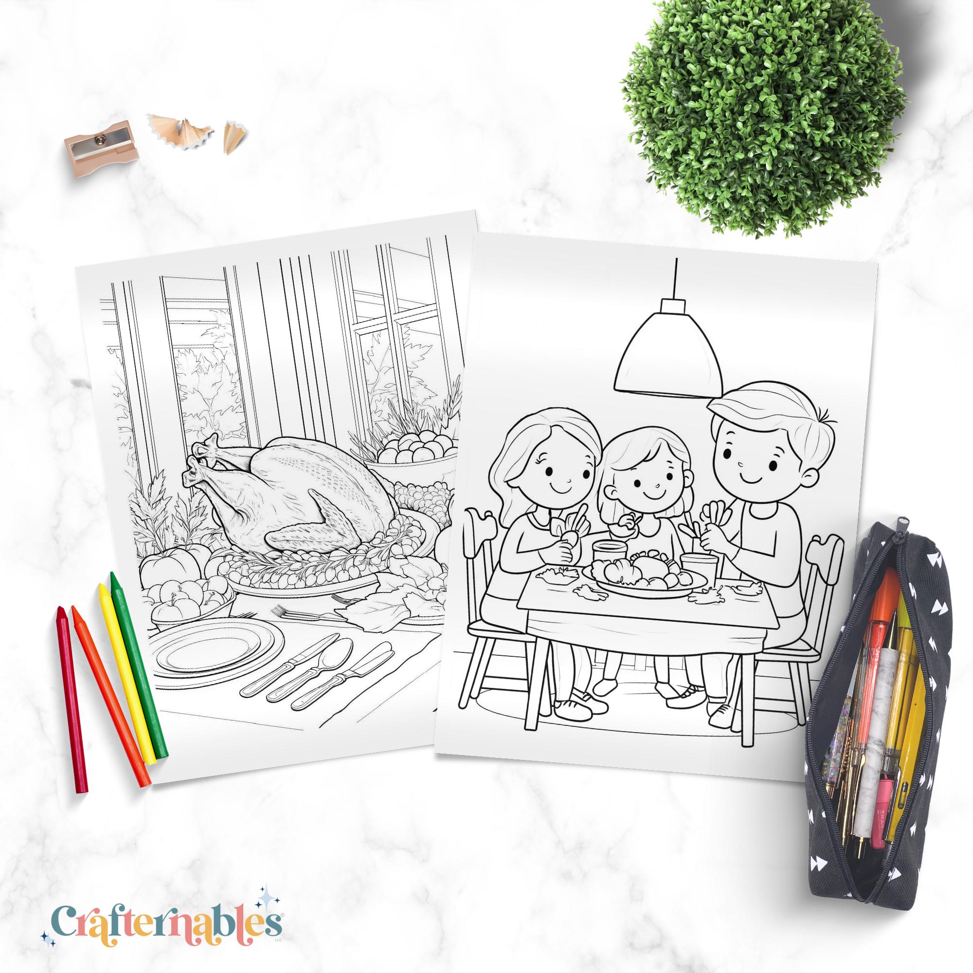 100 Page Gobble & Giggle Thanksgiving Coloring Bundle, Instant Download ...