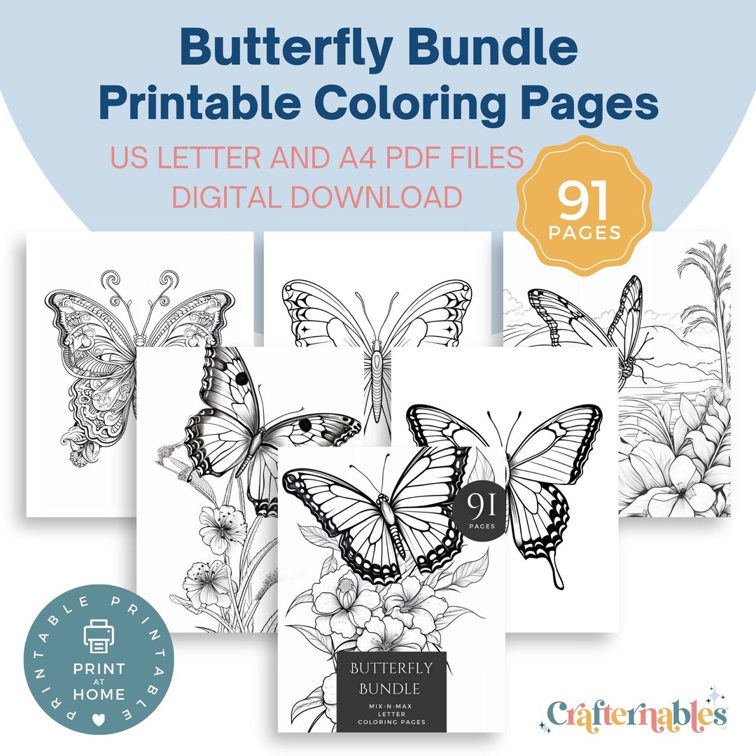 Butterfly Coloring Pages: 91 Printable Designs for All Ages (PDF ...