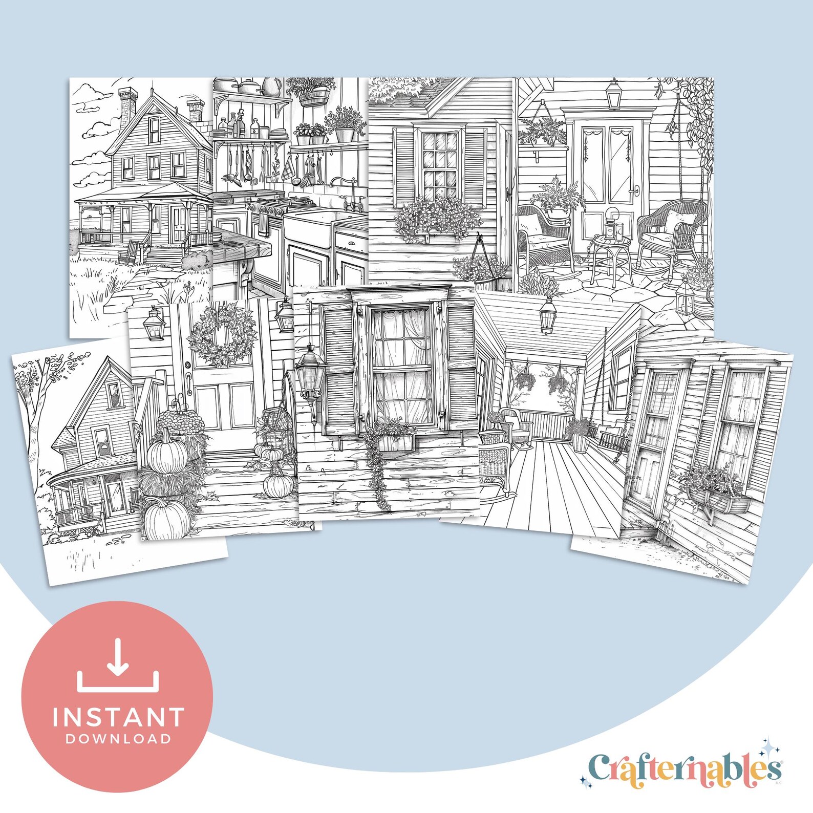23 Printable Farm House Coloring Pages | Rustic Architecture Sheets ...