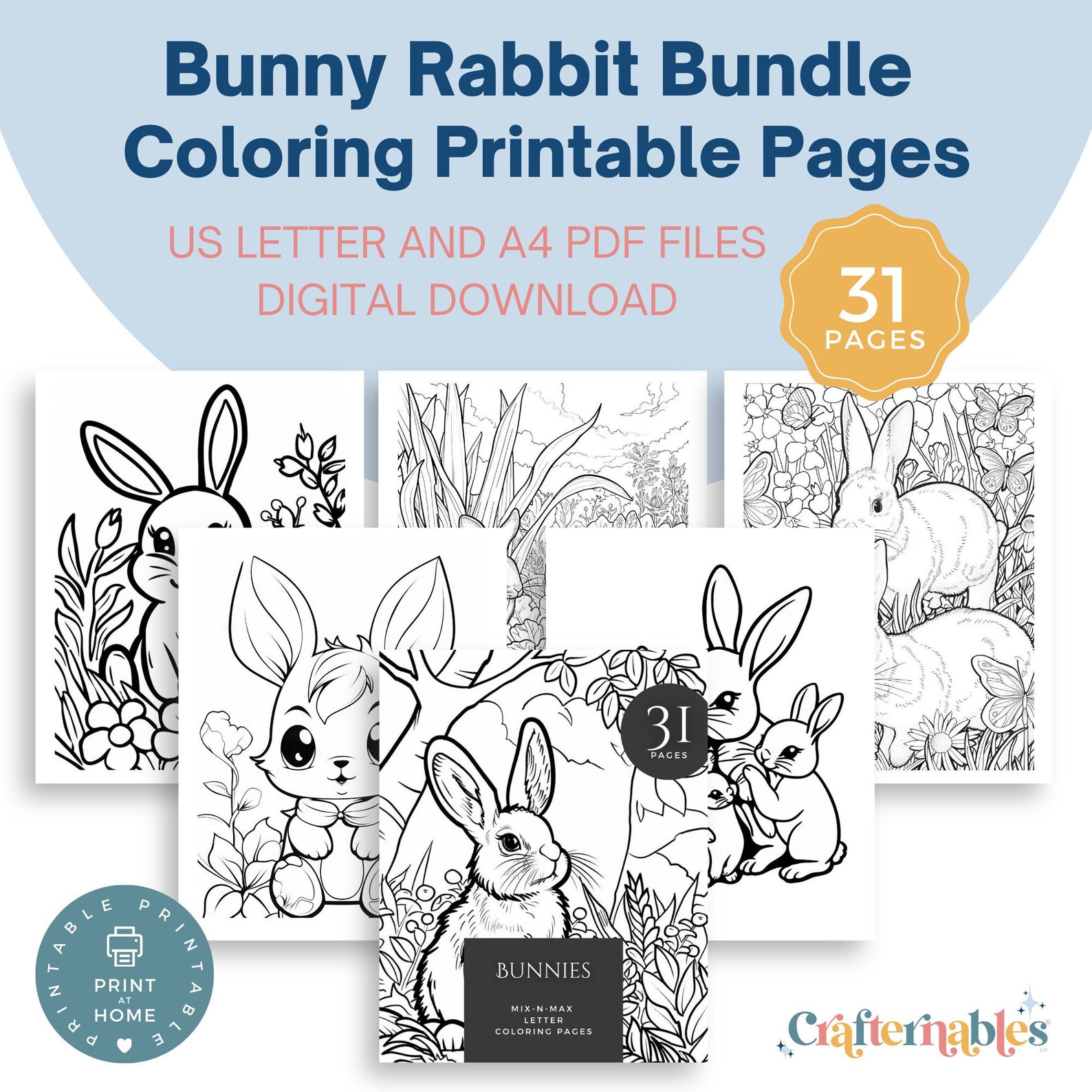 31 Printable Bunny Rabbit Coloring Pages for Kids - Educational ...