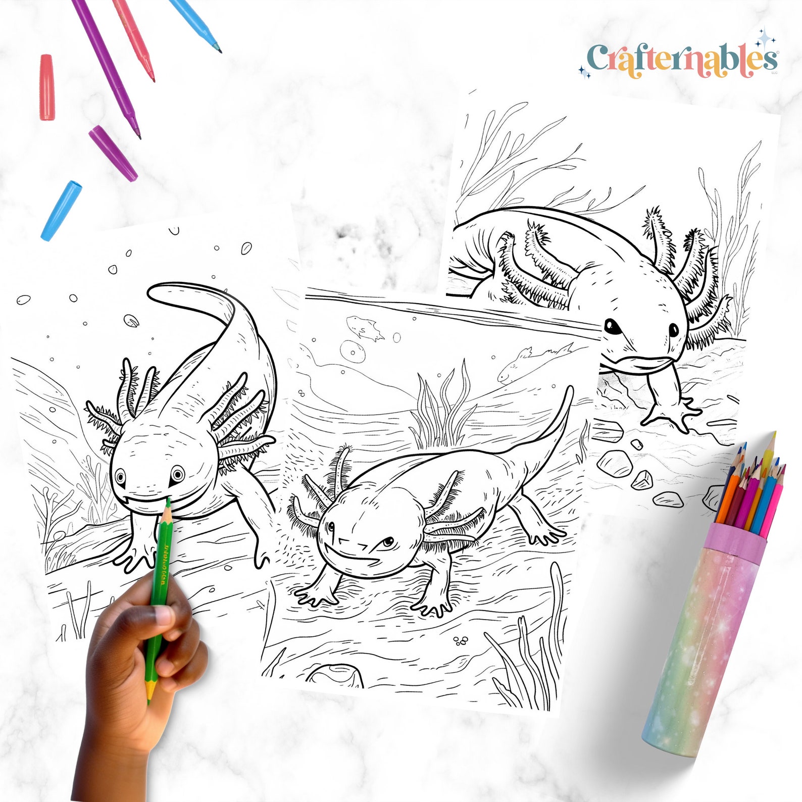 Axolotl Coloring Pages: 23 Educational Activity Sheets (printable PDF ...