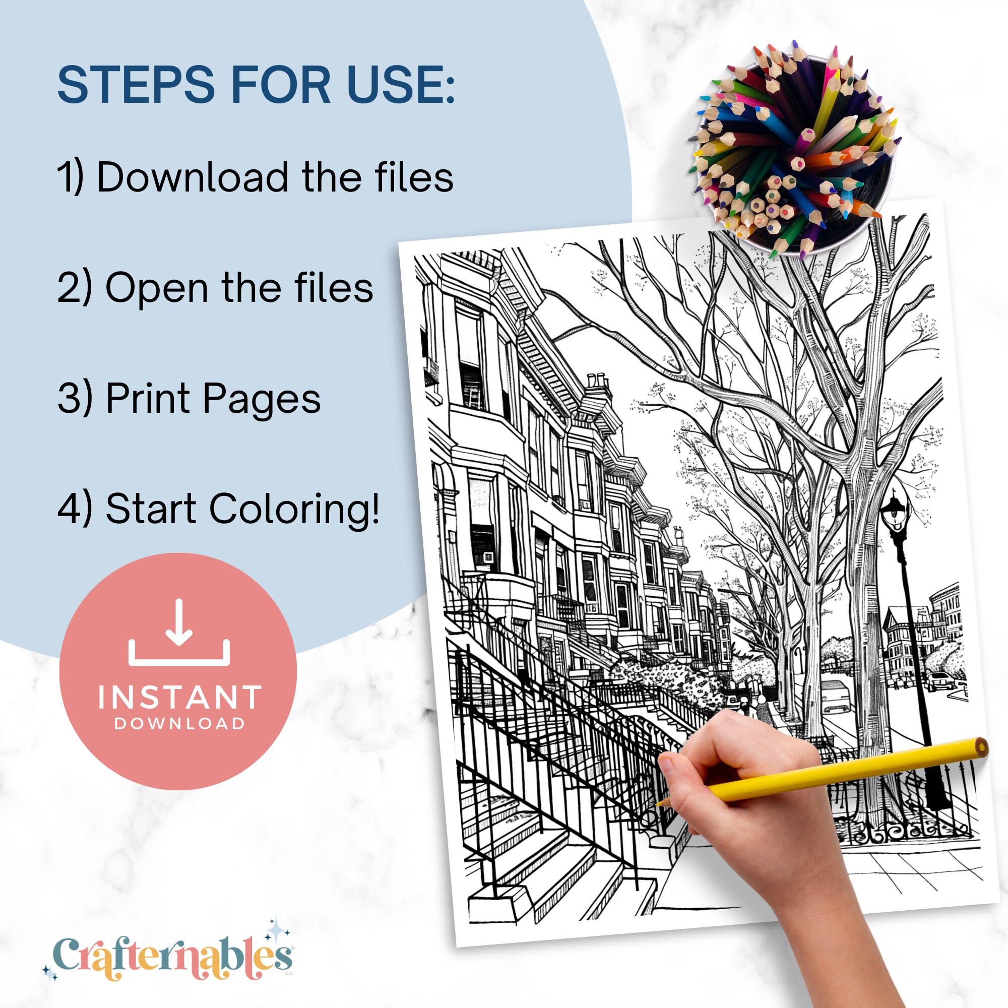 Brownstone Bliss: 19 Luxury Coloring Pages for Architecture Lovers ...