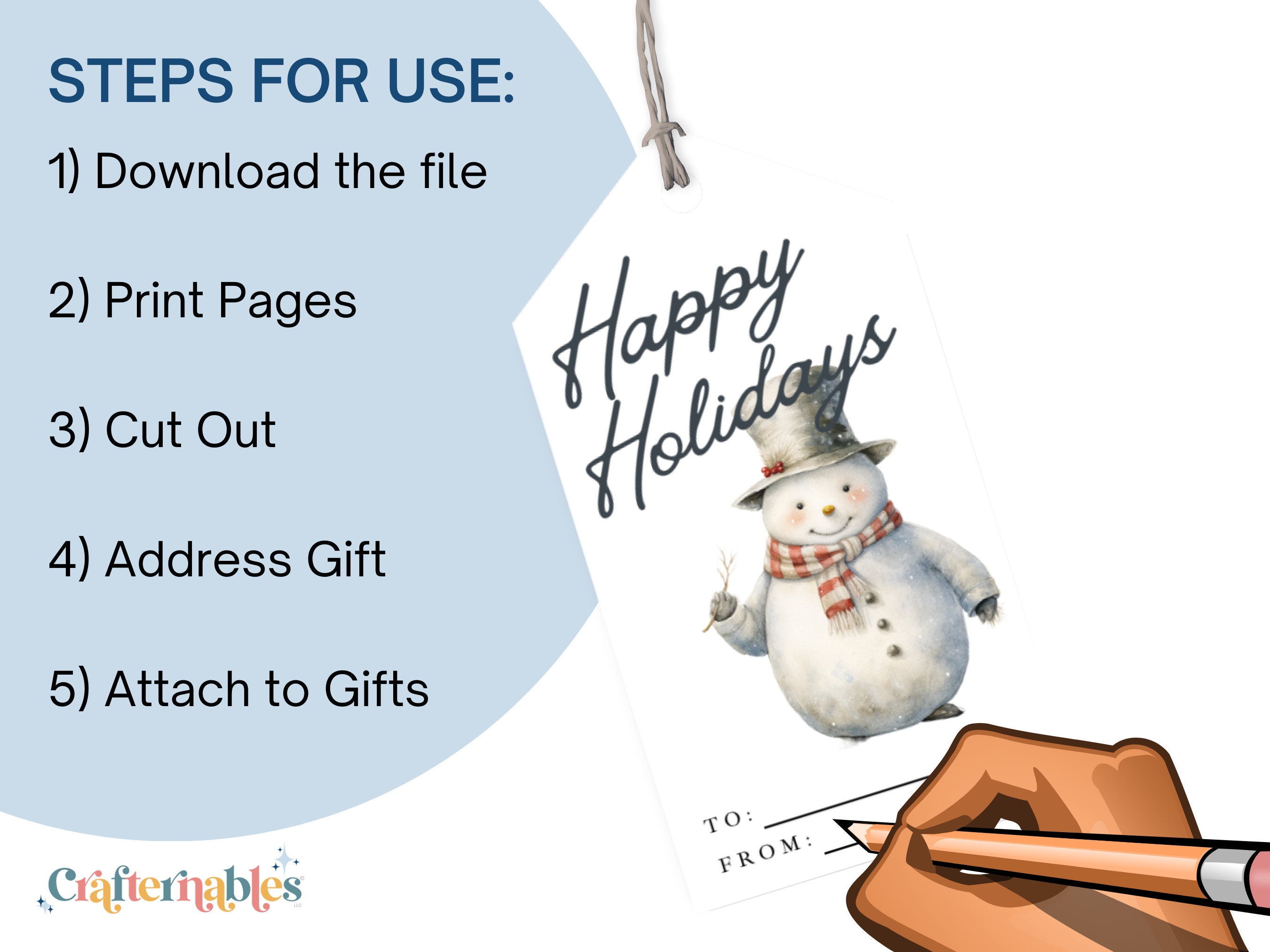 Snowman Happy Holiday Gift Tags Set of 10 Printable Tags for Presents ...