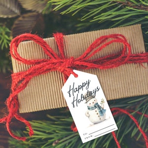 Snowman Happy Holiday Gift Tags - Set of 10 Printable Tags for Presents ...