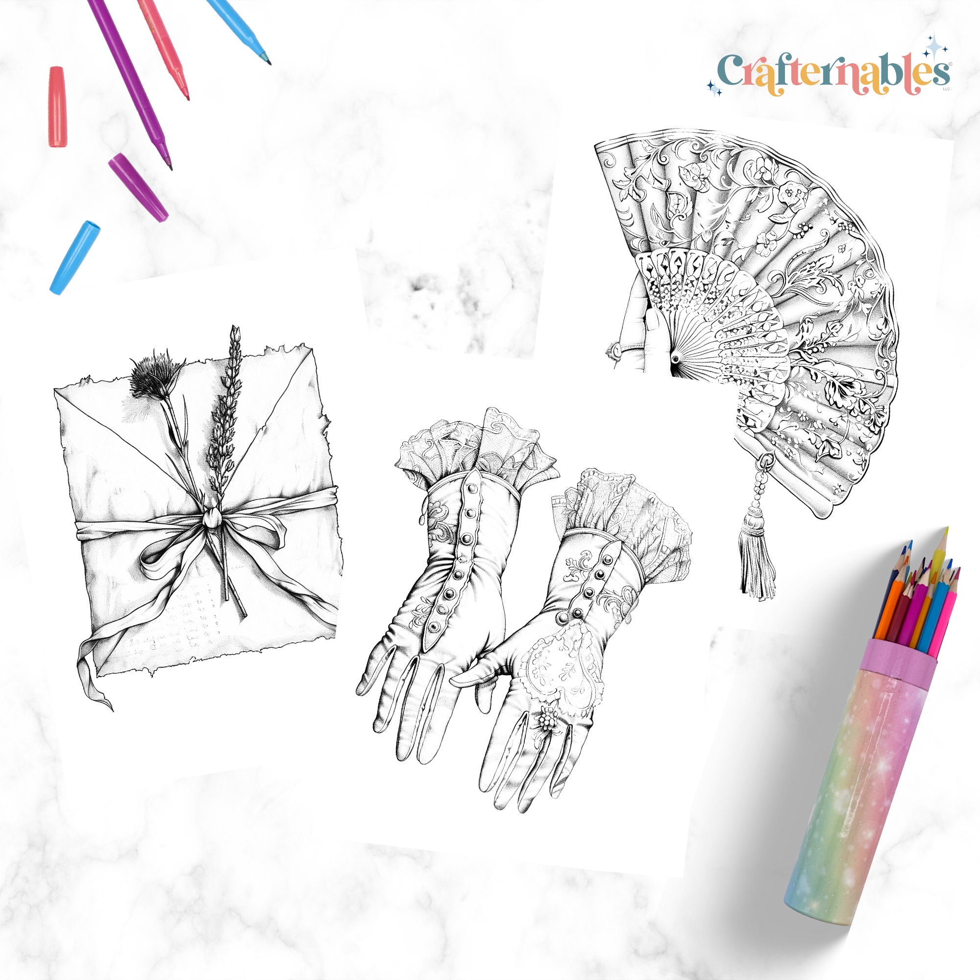 38 Regency Era Courtship Coloring Pages for Adults - Relaxing Instant ...