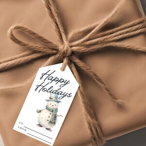 Snowman Happy Holiday Gift Tags - Set of 10 Printable Tags for Presents ...