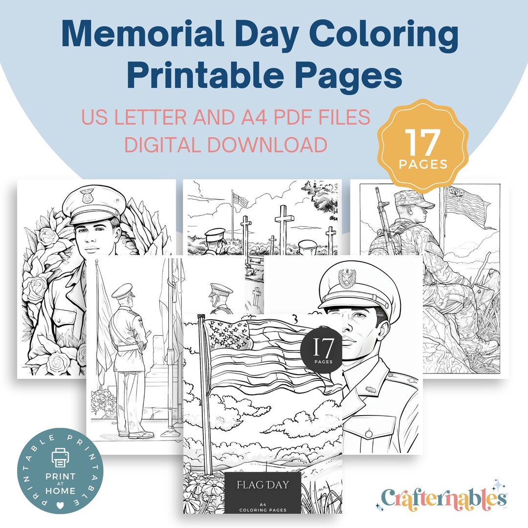 Remember Heroes! 23 Memorial Day Coloring Pages for Kids - Instant ...