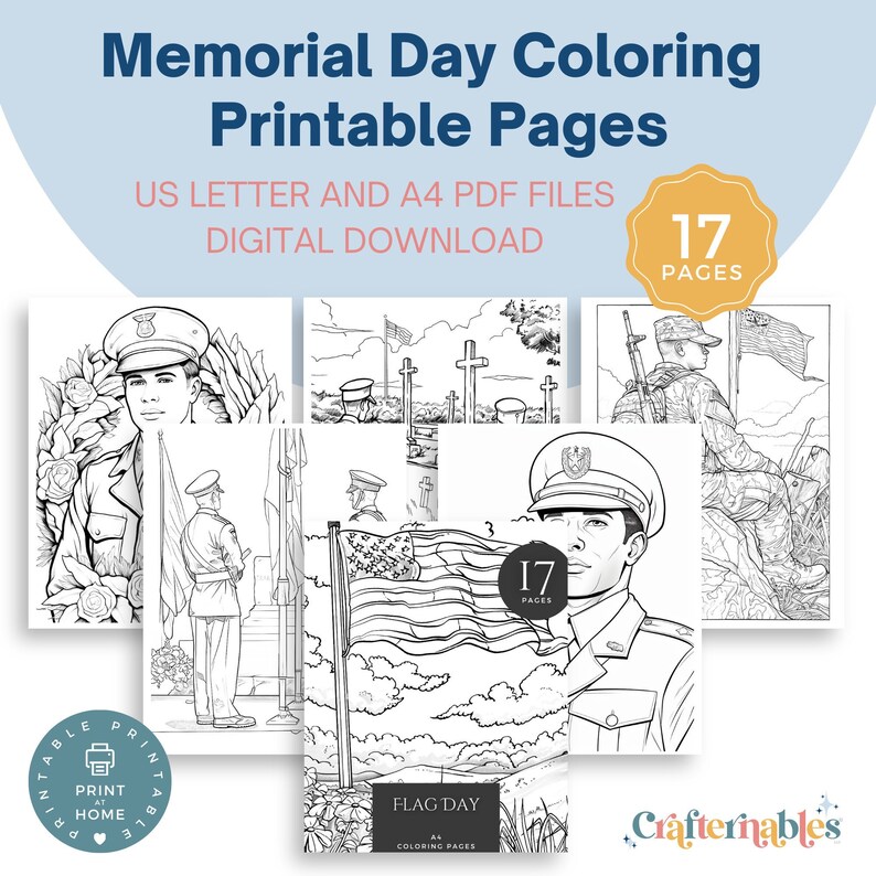 Remember Heroes! 23 Memorial Day Coloring Pages for Kids - Instant ...
