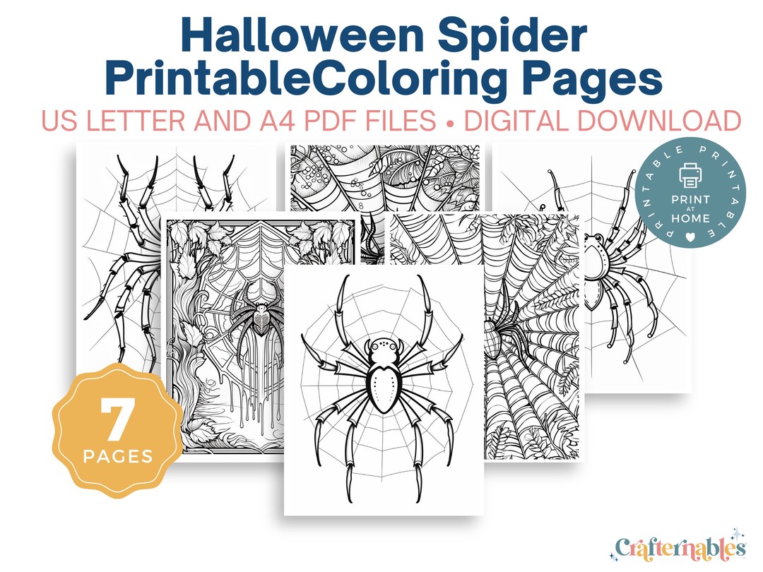 Creepy Crawlers: 7-page Halloween Spider Printable Coloring - Etsy