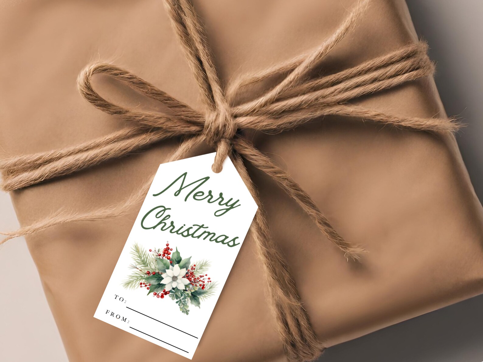 Merry Christmas Gift Tags - 10 Vintage Holly Sprays, Last Minute ...