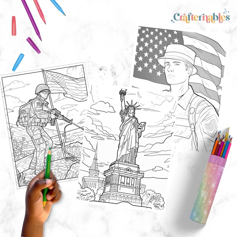 17 American Flag Day Coloring Pages for Kids - Instant Download PDF ...