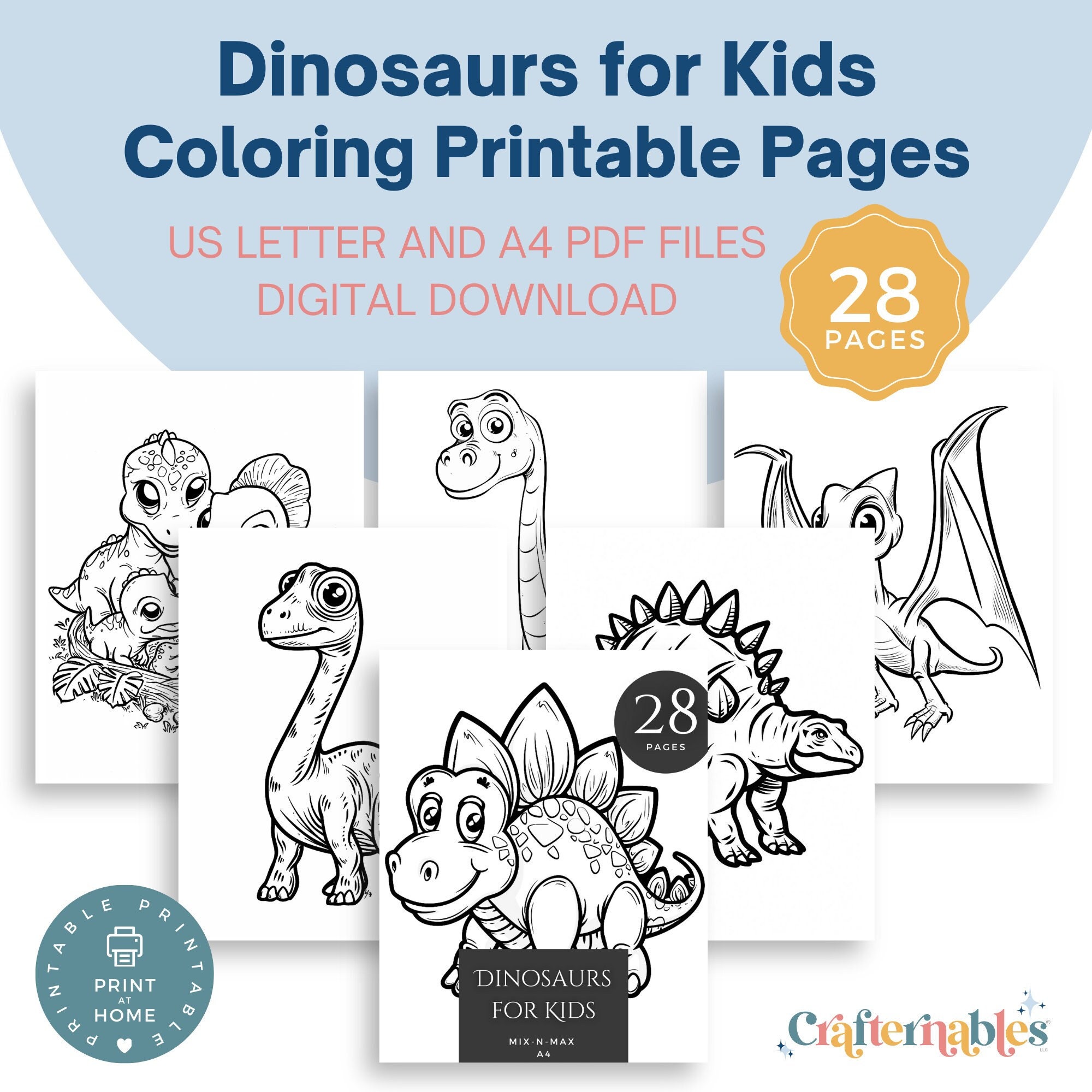 28 Friendly Dinosaur Coloring Pages for Kids Educational Activity ...