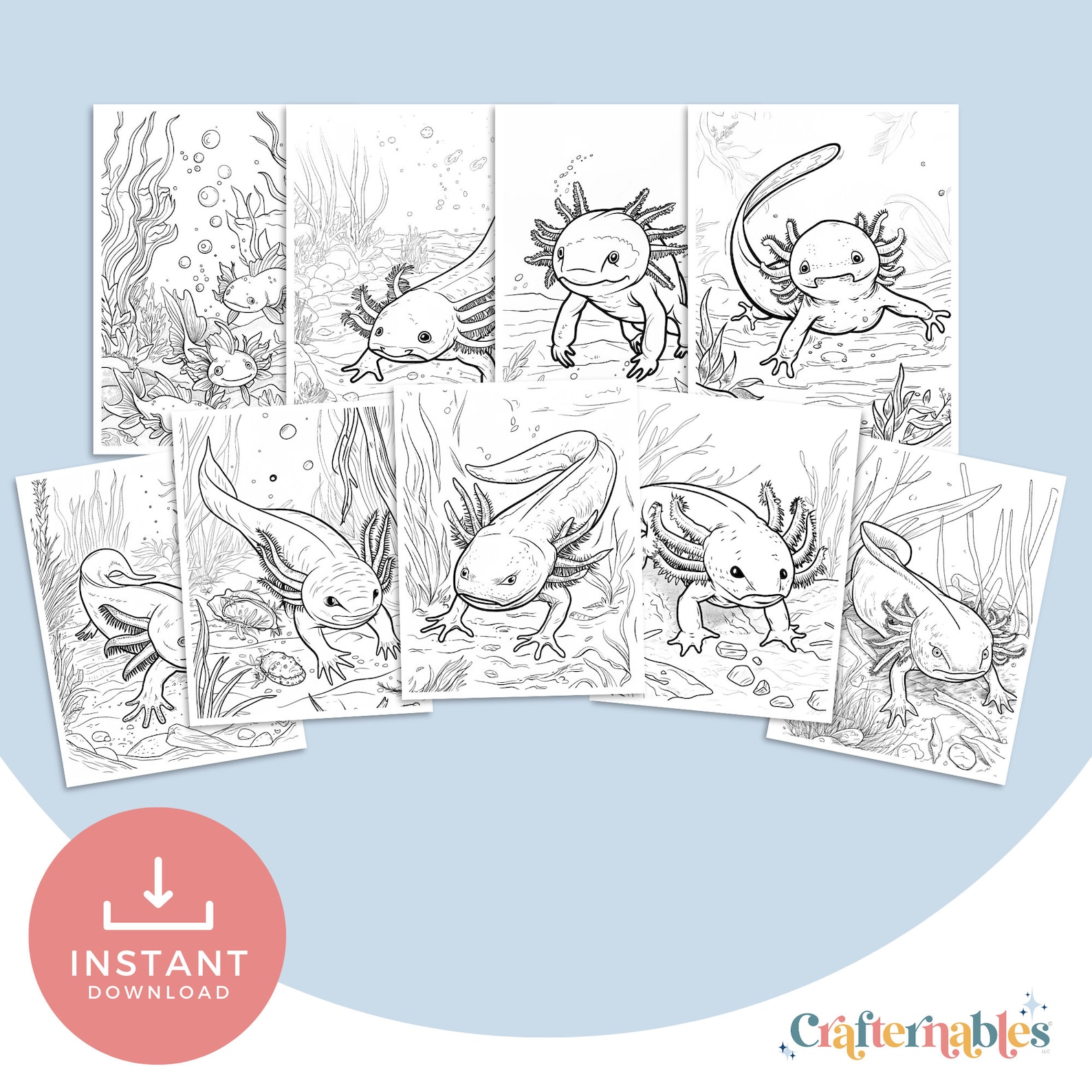 Axolotl Coloring Pages: 23 Educational Activity Sheets (printable PDF ...