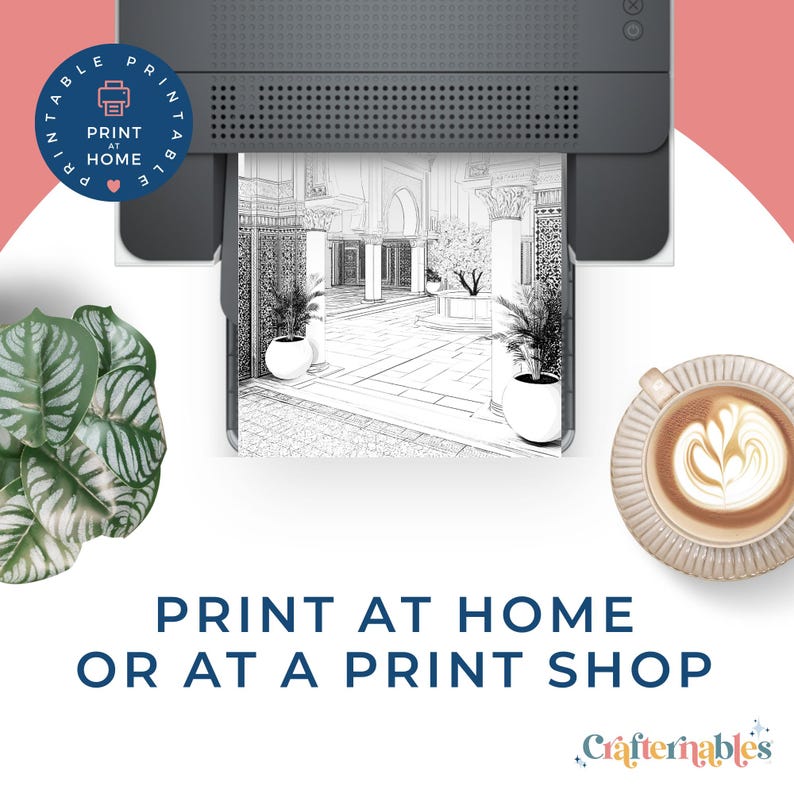 Moroccan Courtyard Coloring Pages | Printable Architecture & Tile ...