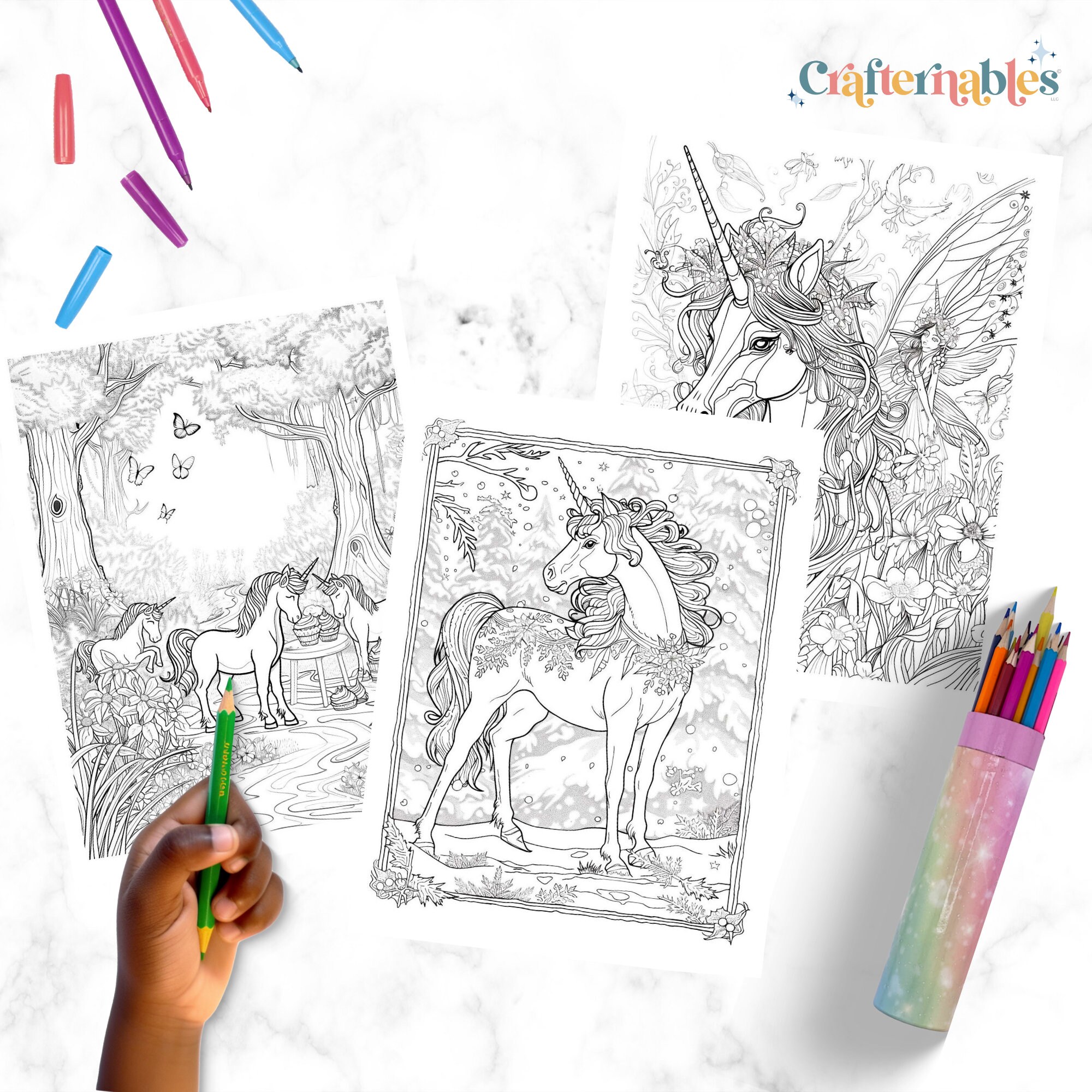Fantasy Unicorn Coloring Pages Printable 24 Instant Download Fairy Tale ...