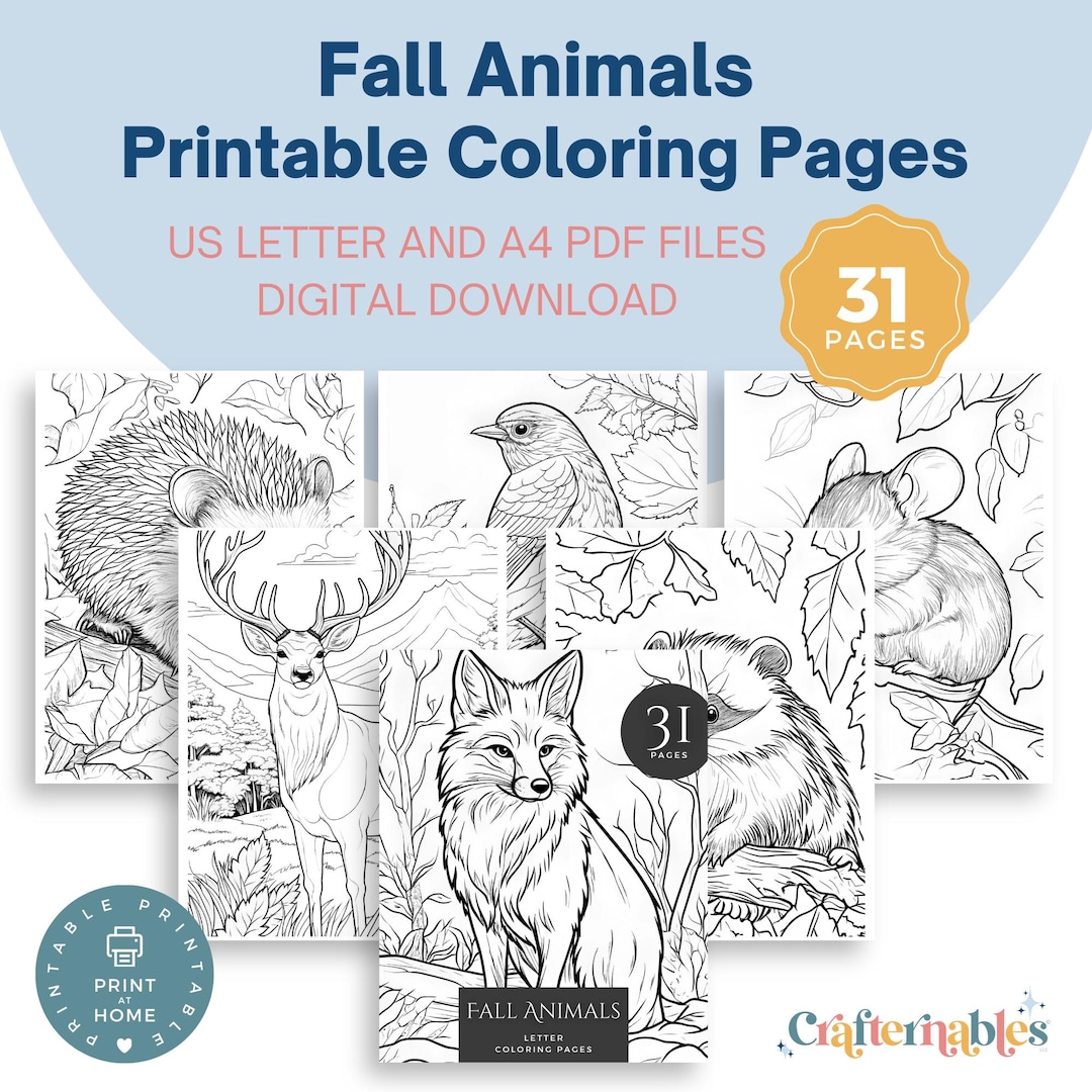 Fall Animals Coloring Pages: 31 Printable Activity Sheets (PDF Download ...