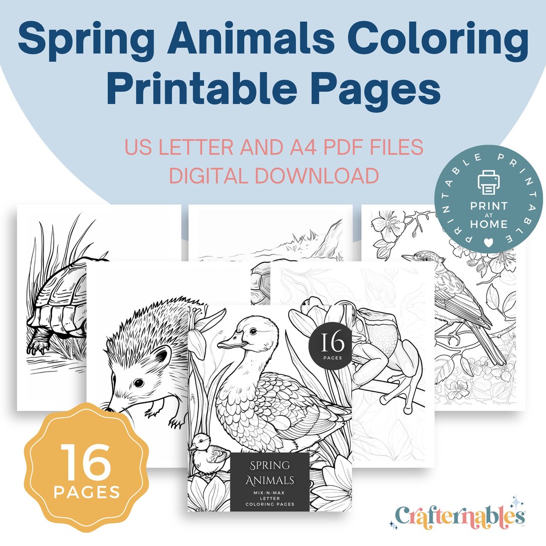Spring Animals Coloring Pages Instant Download PDF for Nature ...