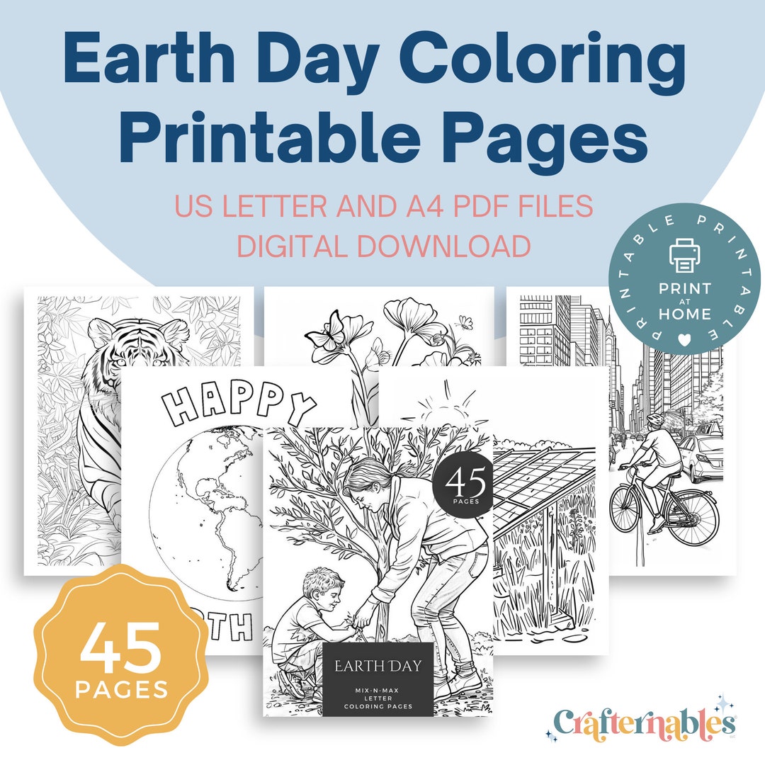 Earth Day Coloring Pages Instant Download PDF for Eco-friendly Fun ...