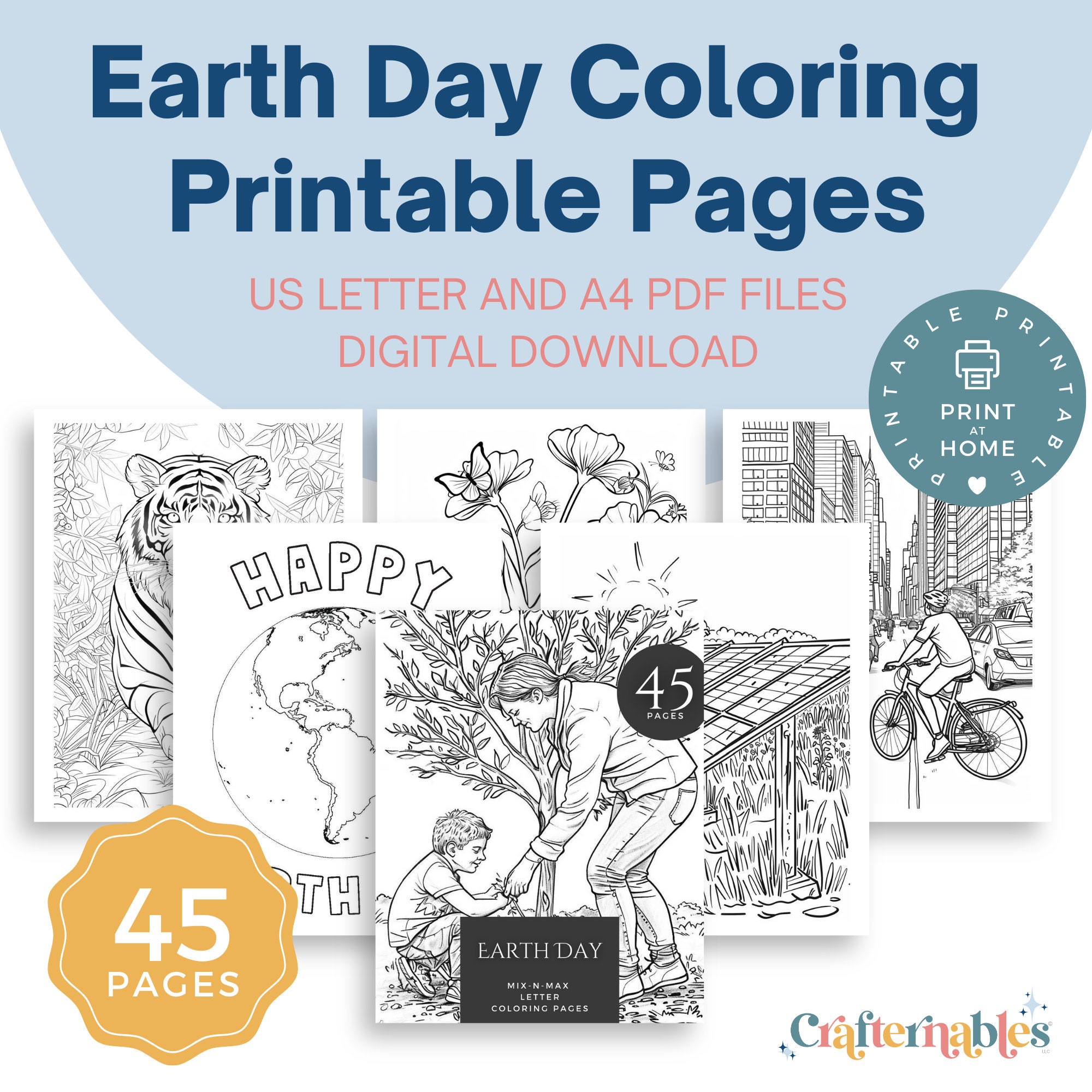 Earth Day Coloring Pages Instant Download PDF for Eco-friendly Fun ...