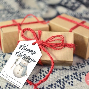 Snowman Happy Holiday Gift Tags - Set of 10 Printable Tags for Presents ...