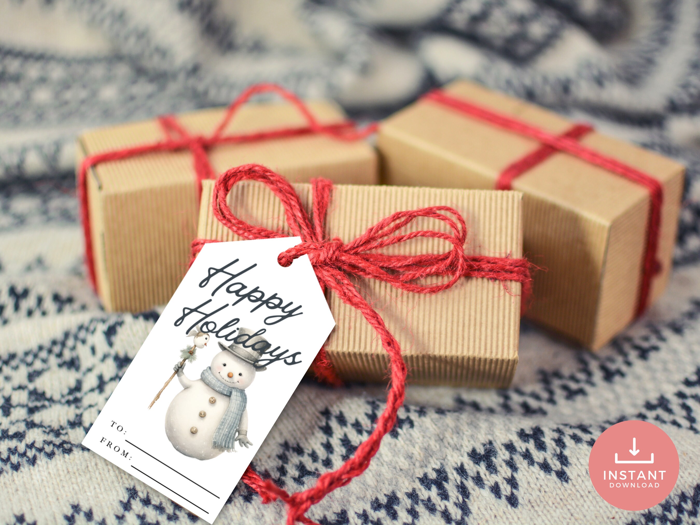 Snowman Happy Holiday Gift Tags Set of 10 Printable Tags for Presents ...