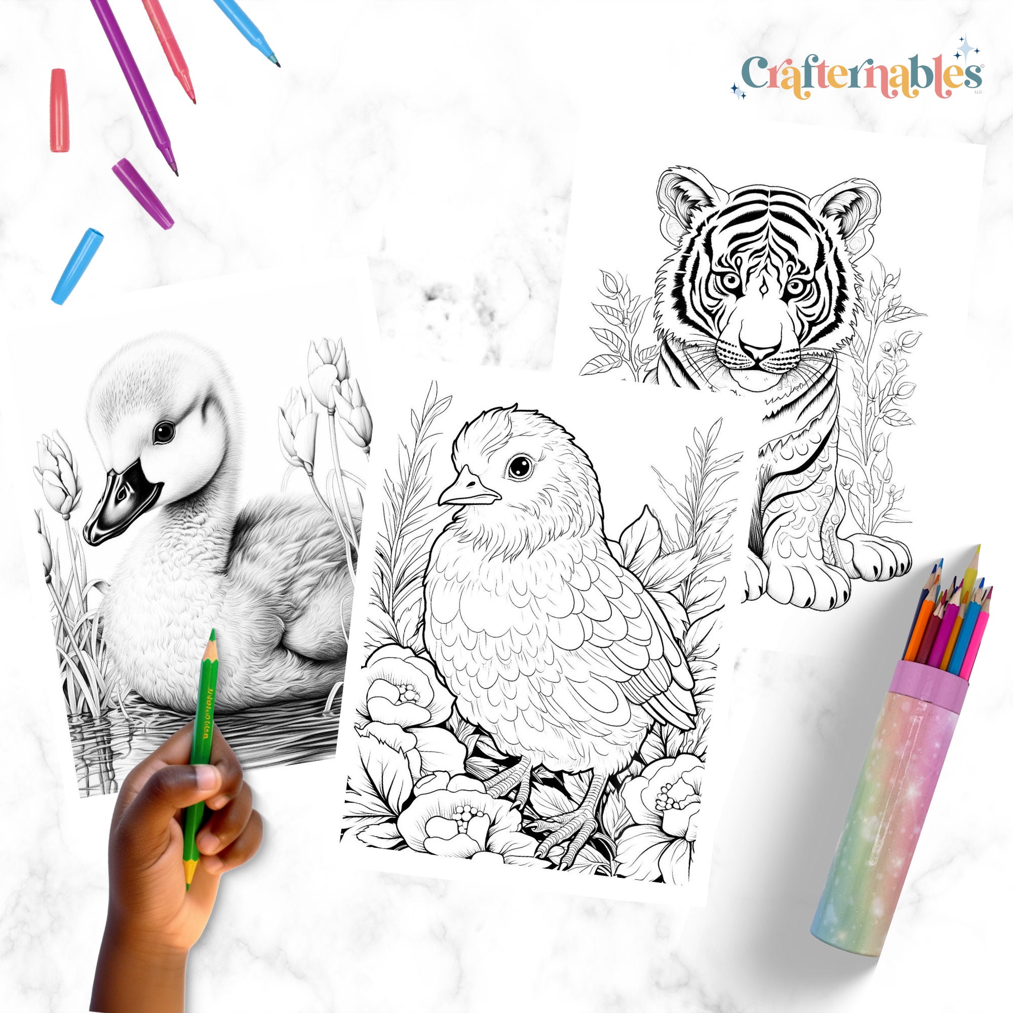 Baby Animals Coloring Pages Instant Download PDF for Cute Spring Art ...