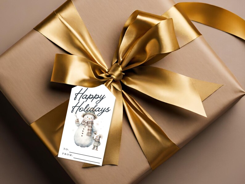 Snowman Happy Holiday Gift Tags - Set of 10 Printable Tags for Presents ...