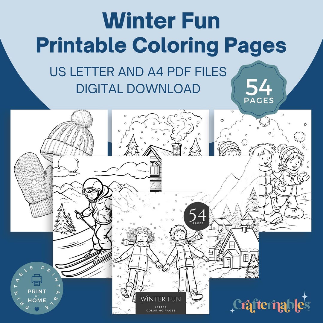 54 Winter Coloring Pages | Snow Day Activities (A4/US Letter PDF) - Etsy
