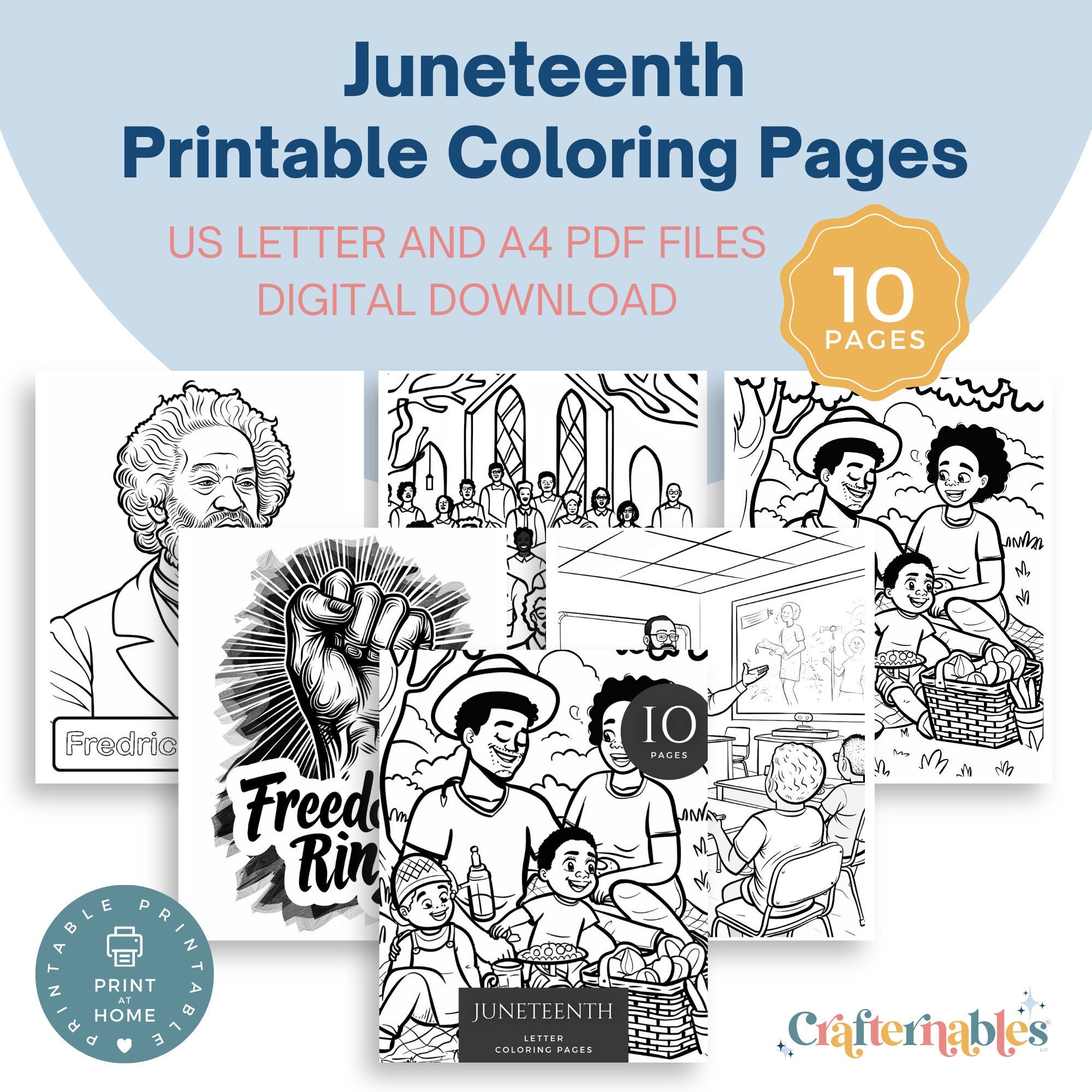 Celebrate Juneteenth! 10 Coloring Pages for Kids and Adults - Instant ...