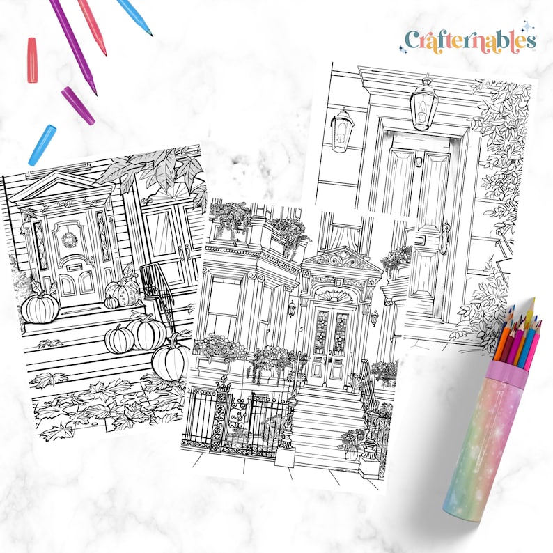 Brownstone Coloring Pages: 19 NYC Architecture Designs (downloadable ...