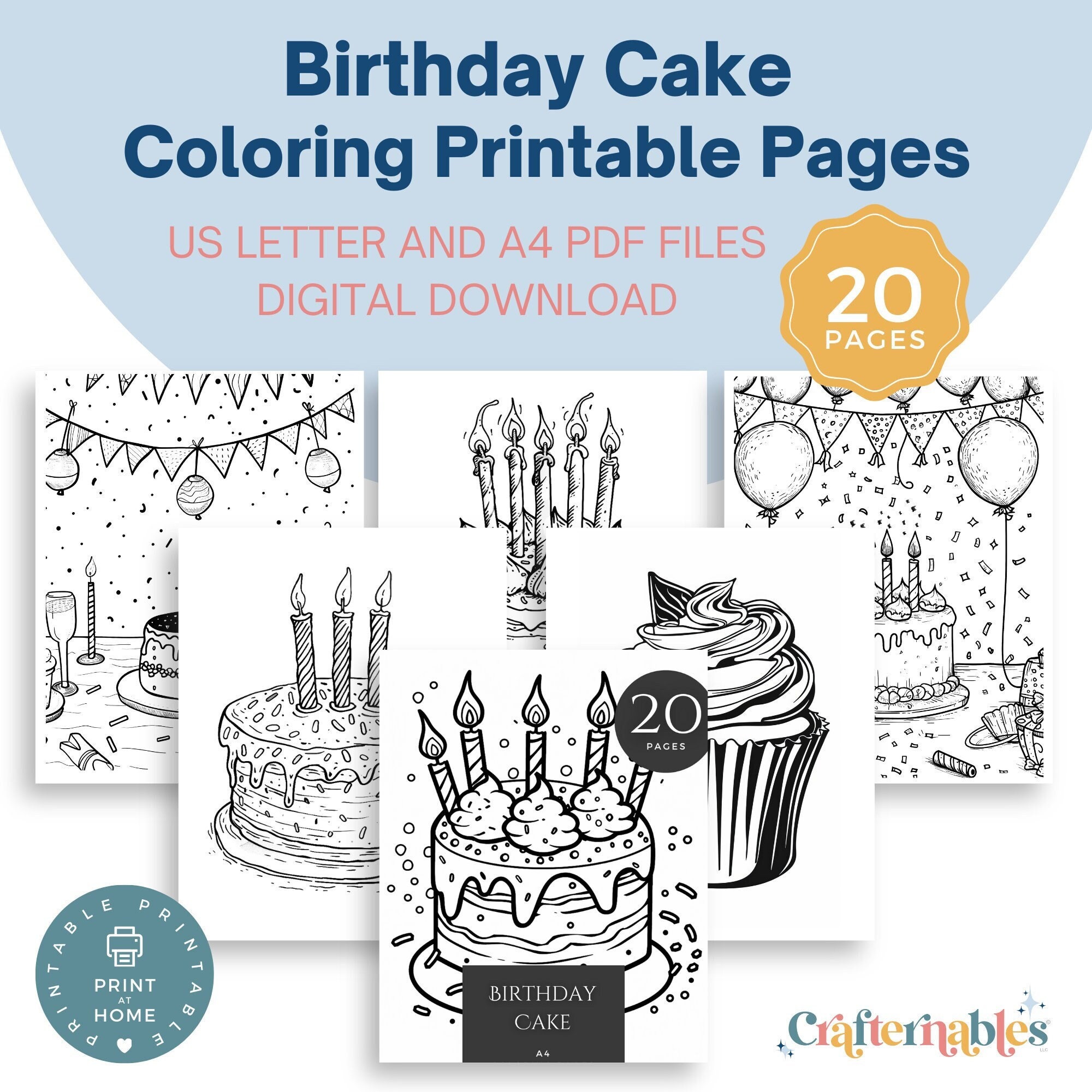 Celebrate Birthdays! 20 Cake & Cupcake Coloring Pages for Kids ...
