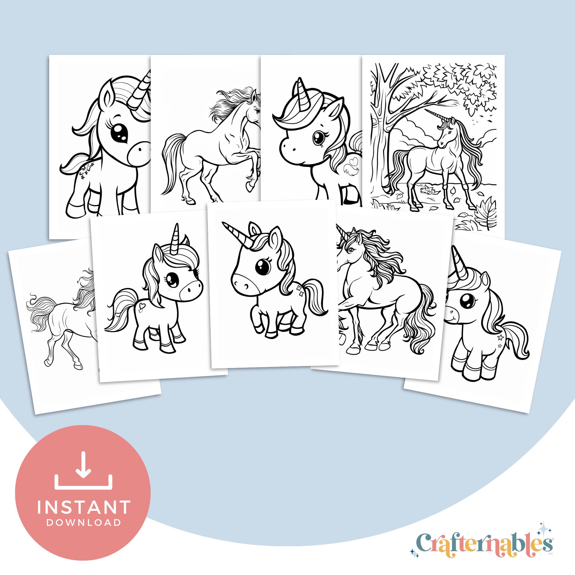 Magical Cartoon Unicorn Coloring Pages for Kids - Printable - 33 ...