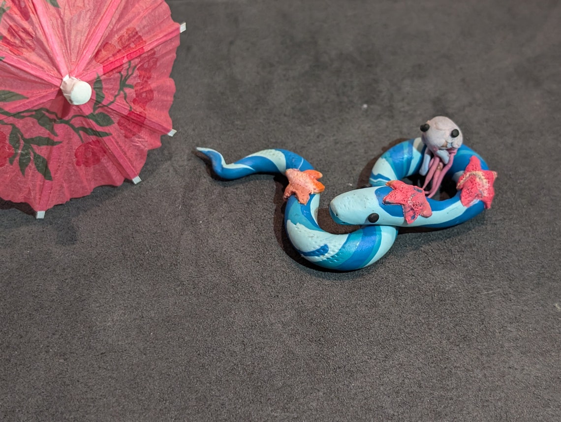 Ocean Snake With Critter Pals Polymer Clay Snake - Etsy