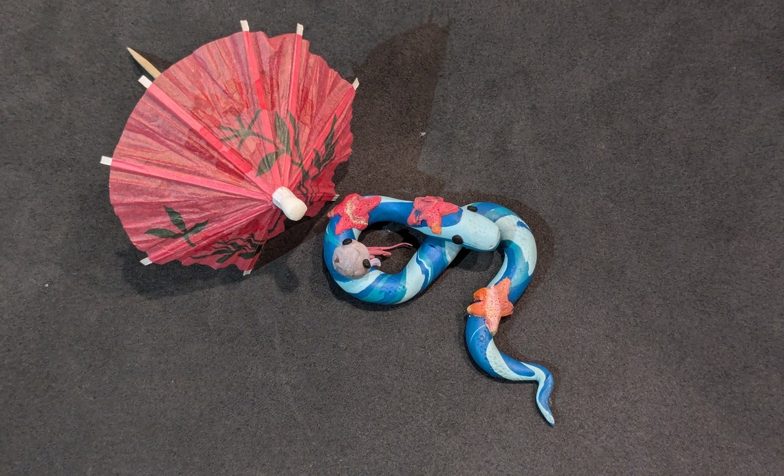 Ocean Snake With Critter Pals | Polymer Clay Snake - Etsy