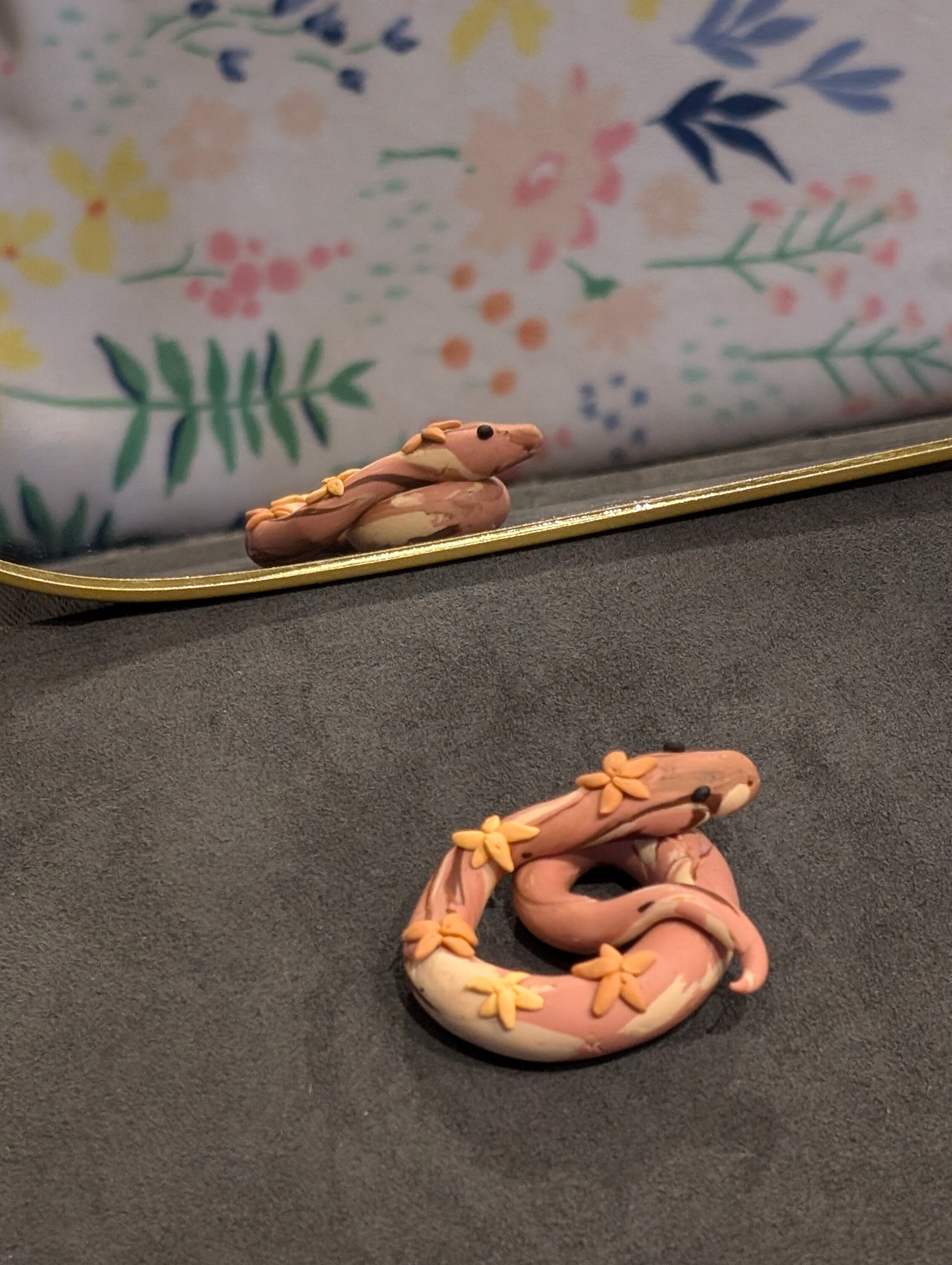 Desert Polymer Clay Snake With Flowers - Etsy