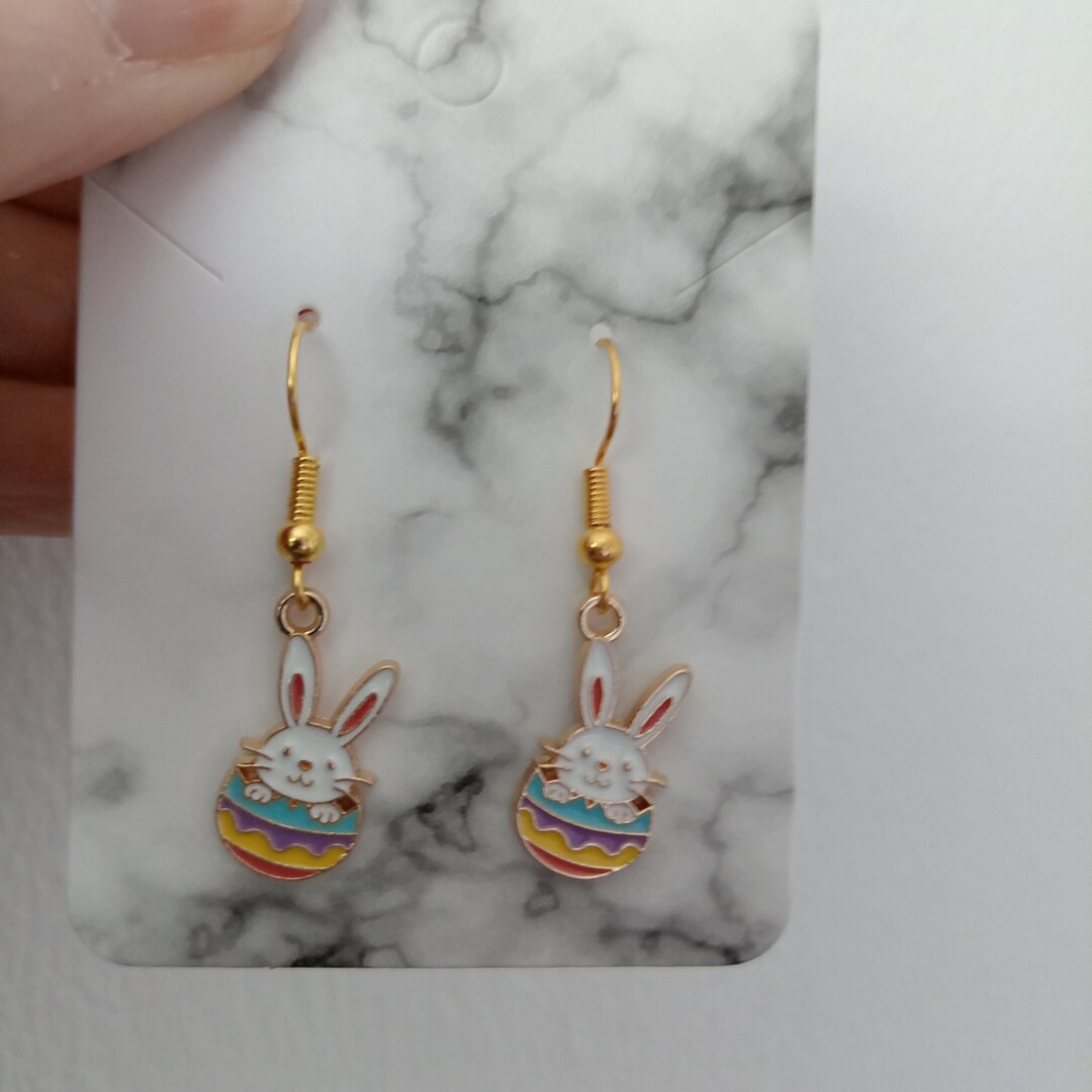 Easter Bunny Enamel Earrings, Kawaii Jewellery, Spring Dangle Earrings ...