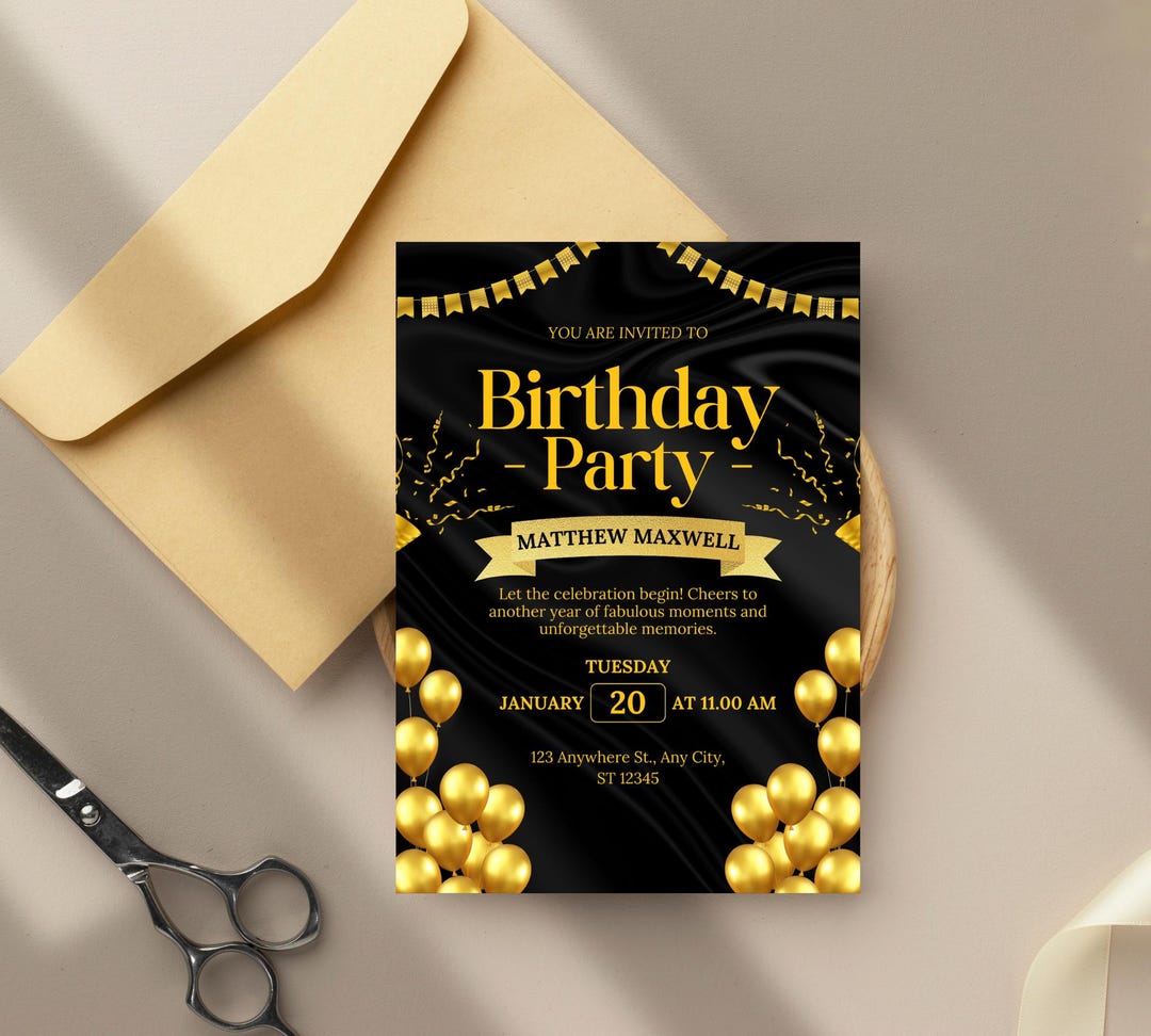 Birthday Party Invitation Card | Digital Invite | Editable Birthday ...