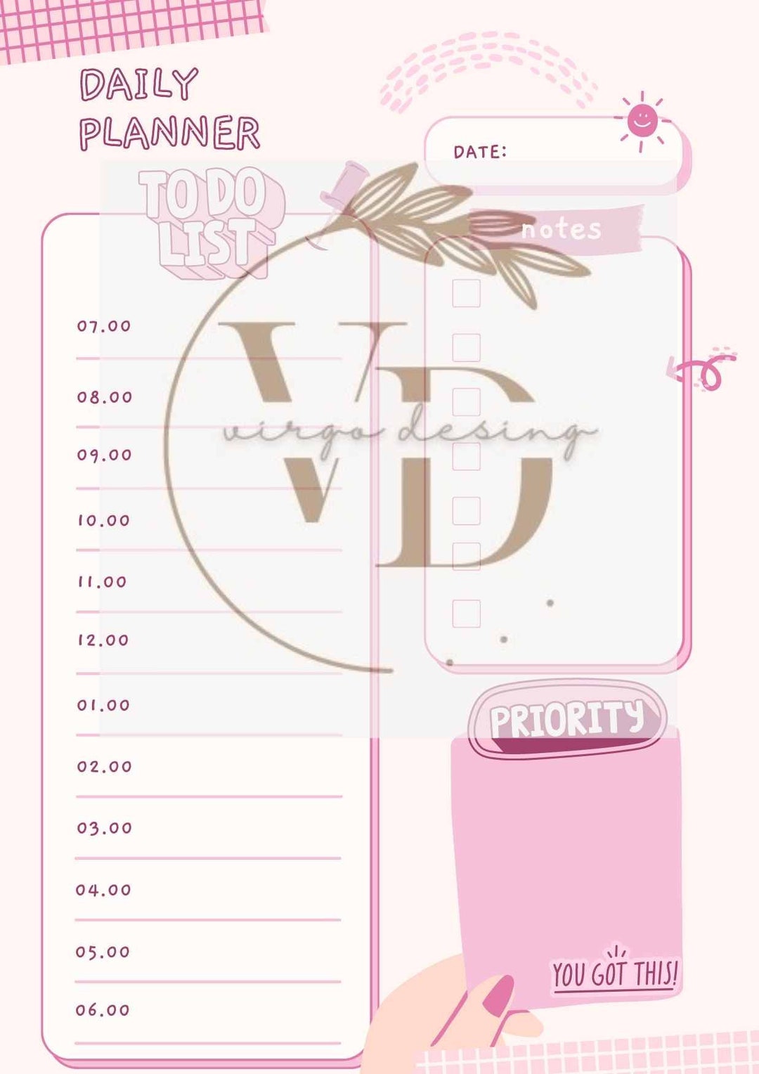Pink Daily Weekly Mountly Planner - Etsy