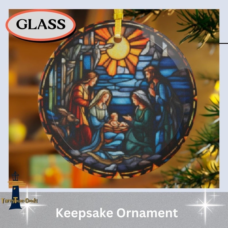 Glass Christian Nativity Scene Glass Ornament Stained Glass - Etsy