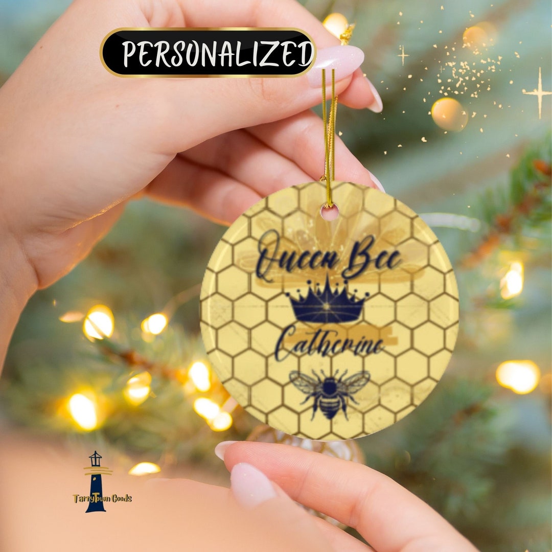 Personalized Queen Bee Ornament, Christmas Holiday Gift, Custom Name ...