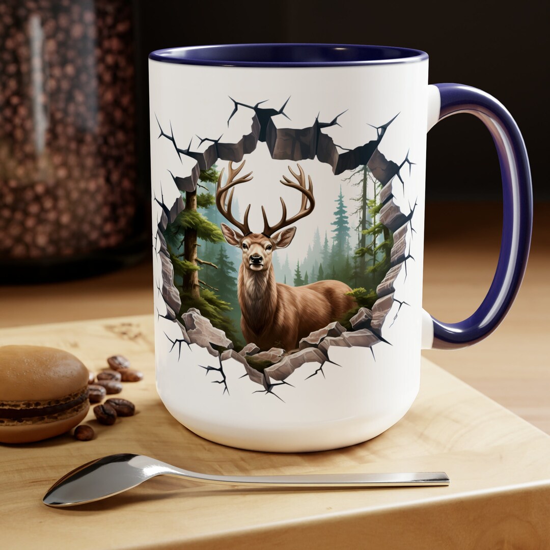 Fathers Day Mug, 15oz Coffee Cup, 3D Deer Buck Mug,gift for Men Hunters ...